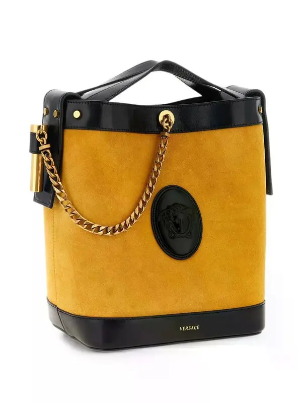 Versace Small Pivot Medusa Cameo Bucket Bag - Yellow