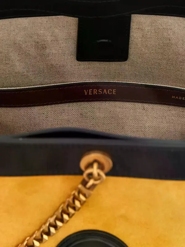 Versace Small Pivot Medusa Cameo Bucket Bag - Yellow