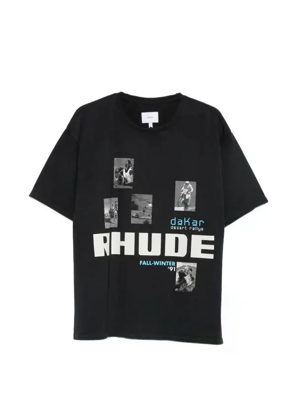 Rhude Logo-print Graphic-print T-shirt - Black