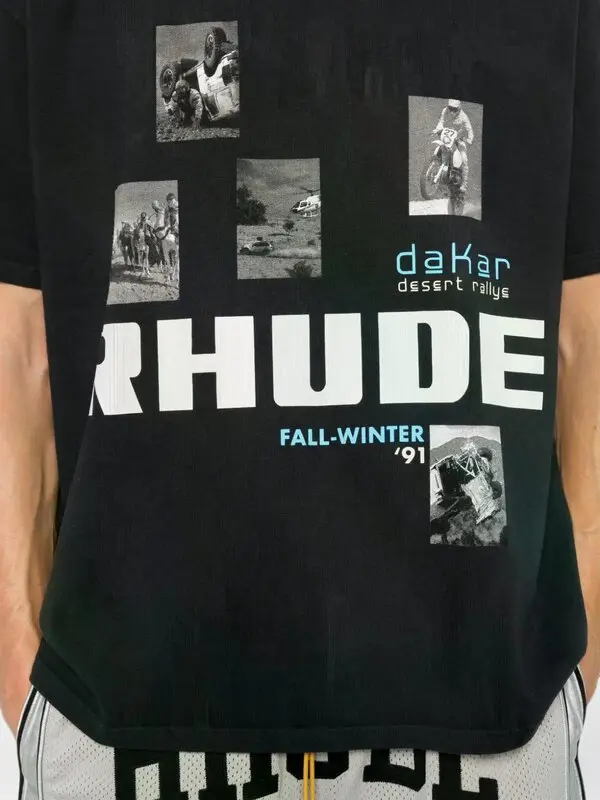 Rhude Logo-print Graphic-print T-shirt - Black