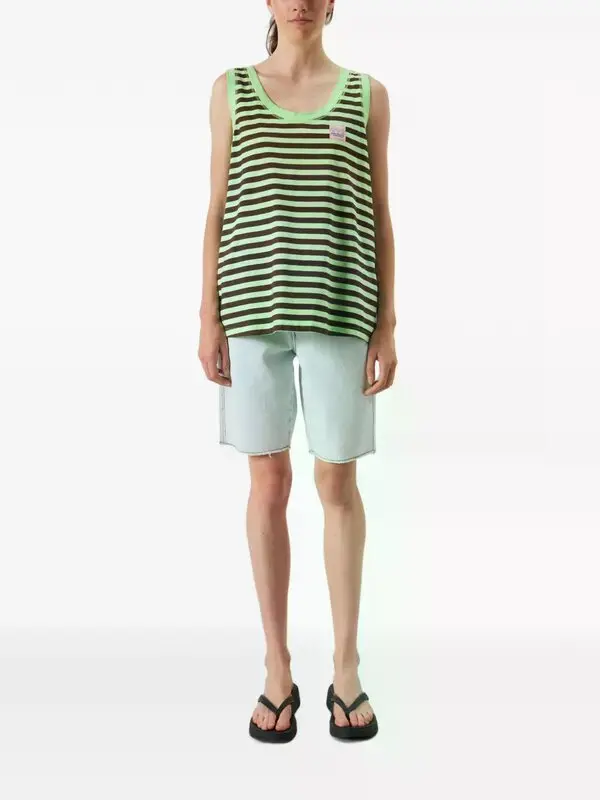 American Vintage Striped Cotton Tank Top - Green