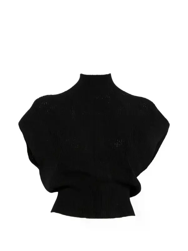 Rick Owens Ribbed-knit Sleeveless High Neck Top - Black