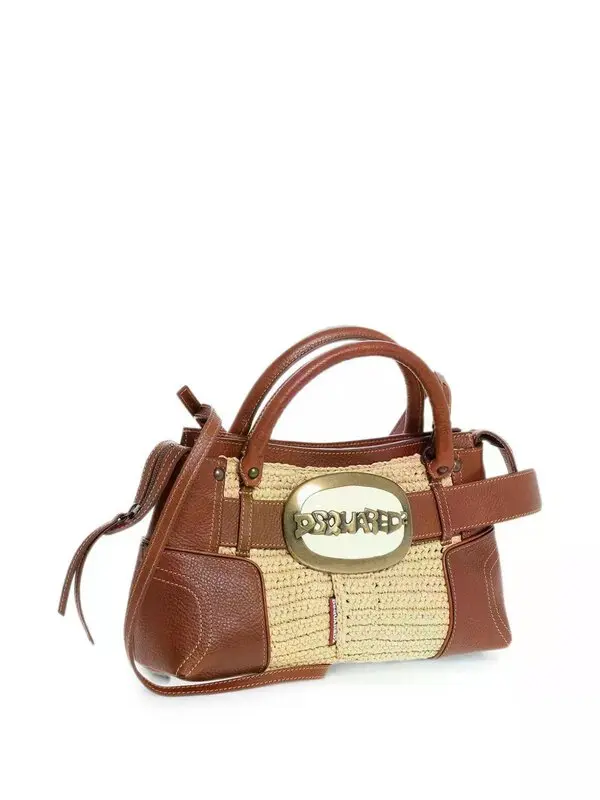 Dsquared2 Woven Tote Bag With Logo Buckle Detail
