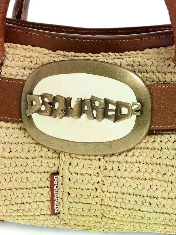 Dsquared2 Woven Tote Bag With Logo Buckle Detail