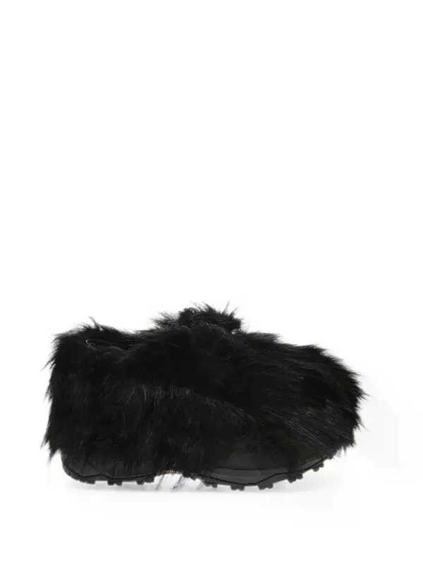 Sacai Faux-fur Lace-up Derby Shoes - Black