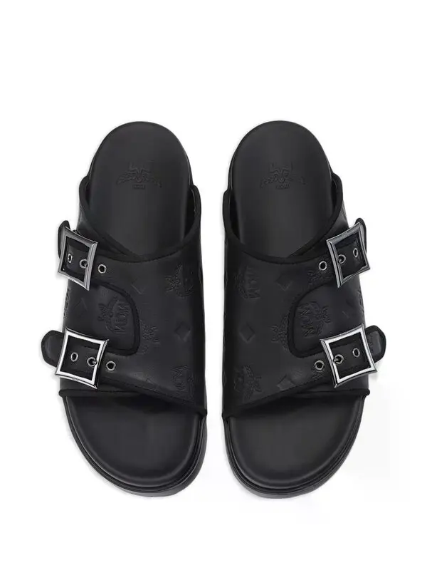 Mcm Embossed Monogram Leather Sandals