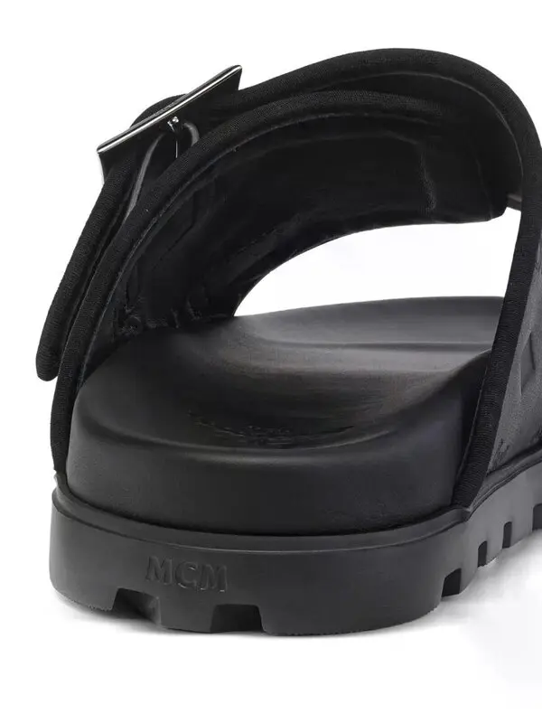 Mcm Embossed Monogram Leather Sandals