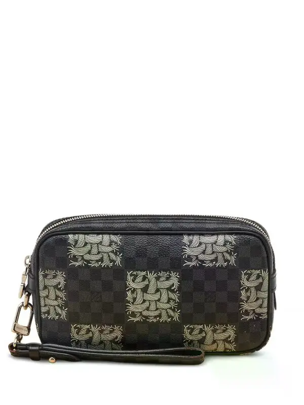 LOUIS VUITTON 2015 Pochette Volga Damier Graphite Clutch Bag - Black