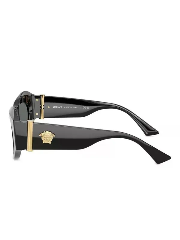 Versace Oval Frame Sunglasses With Medusa Head Embellishment - Black