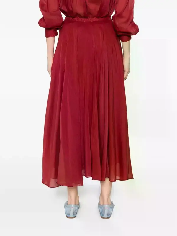 FORTE_FORTE Velvet Trimmed Panelled Midi Skirt - Red