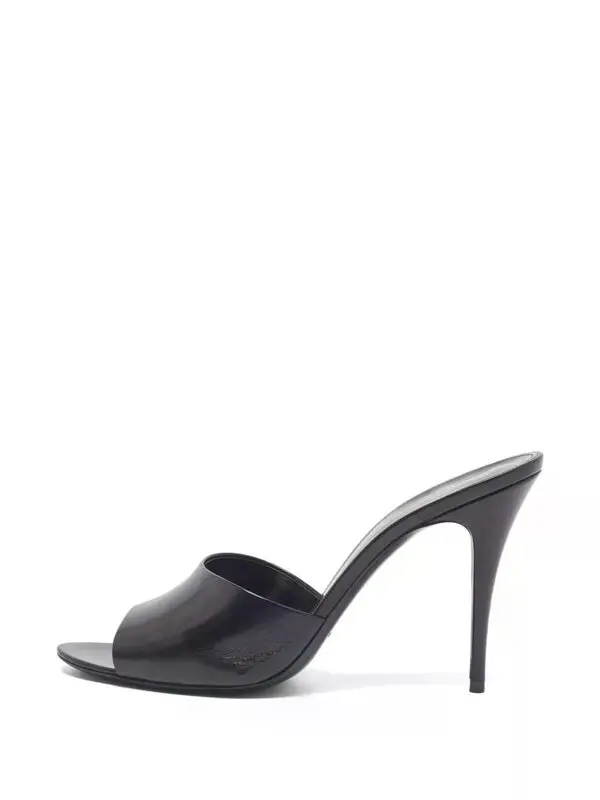 Saint Laurent Leather La 16 Mules - Black