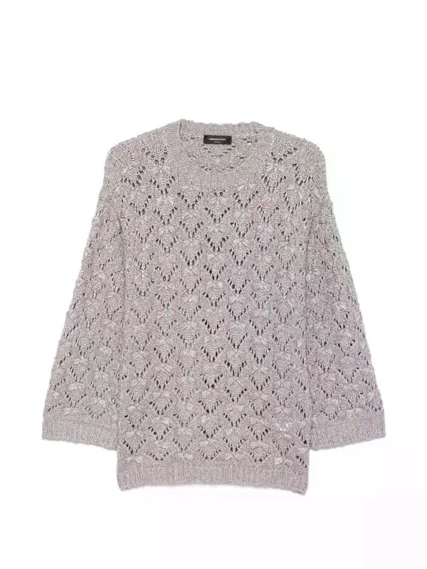 Fabiana Filippi Open-knit Sweater With Pointelle Trim - Grey