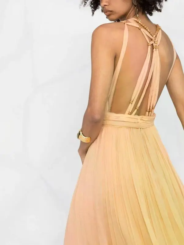 Alberta Ferretti Beaded Metallic-thread Dress