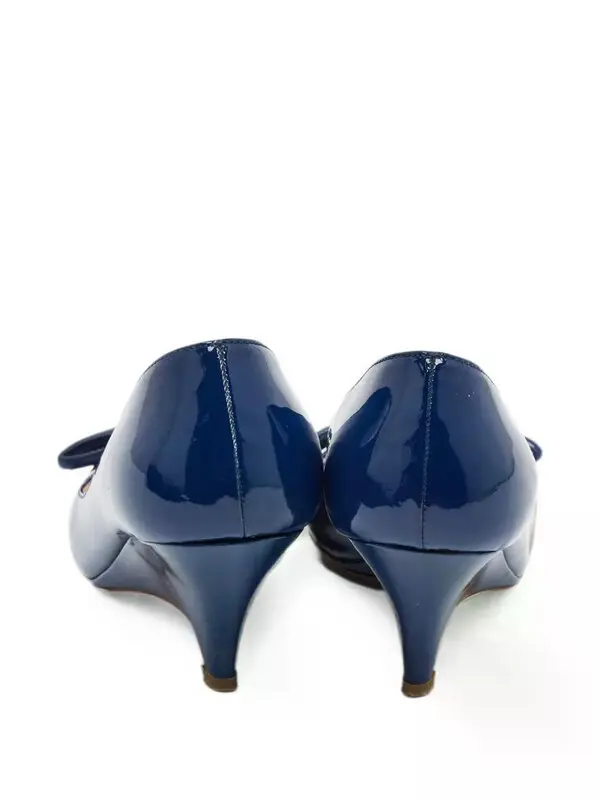 Prada Patent Bow Detail Wedge Pumps