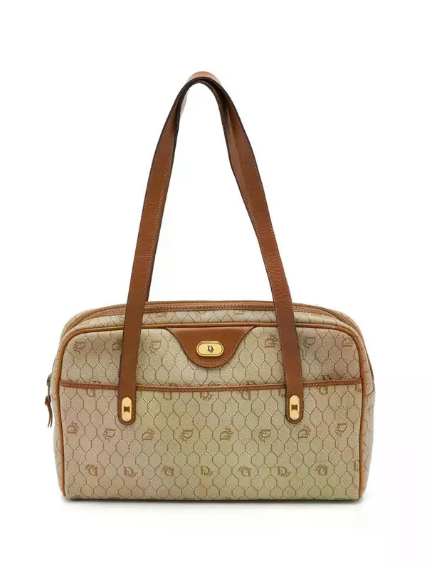 Dior Honeycomb Print Bowling Bag - Neutrals