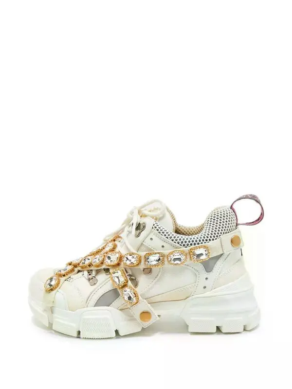 Gucci Flashtrek Crystal-embellished Low-top Sneakers - Neutrals