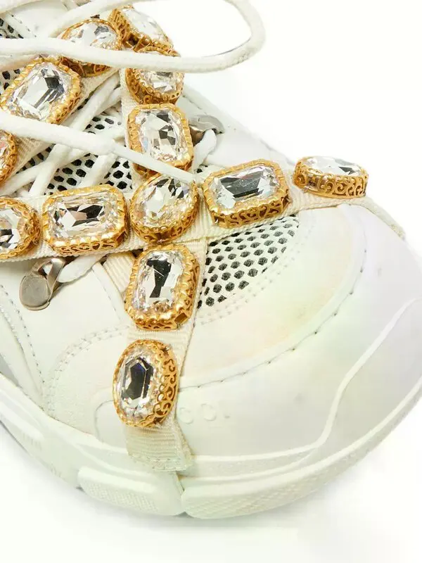 Gucci Flashtrek Crystal-embellished Low-top Sneakers - Neutrals