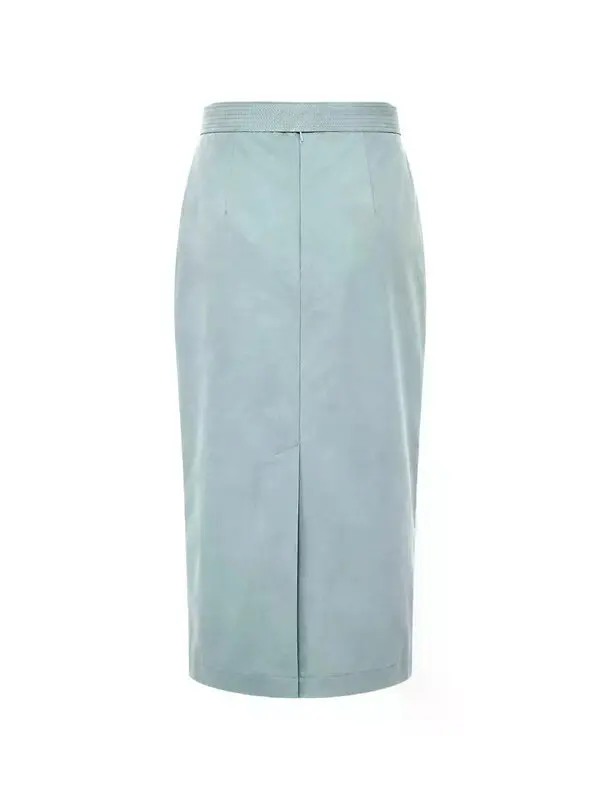 SUPER BLOND Belted Pencil Midi Skirt - Blue