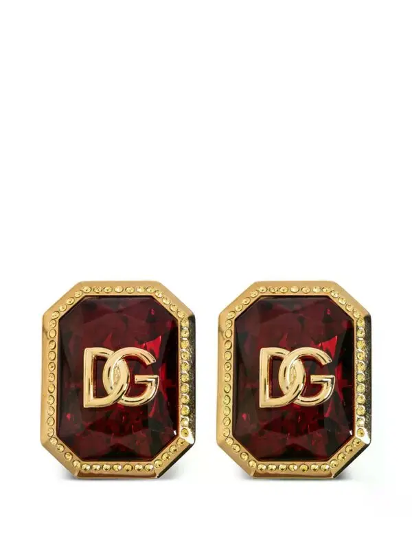 Dolce & Gabbana Dg Logo Crystal-embellished Clip-on Earrings - Gold