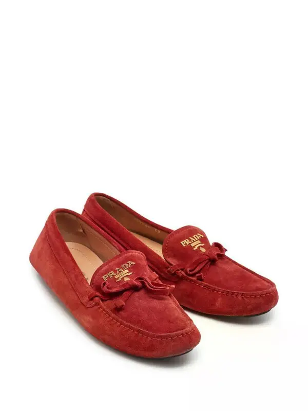 Prada Suede Bow Detail Loafers