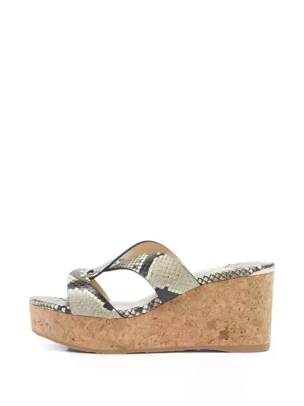 JIMMY CHOO Atia Python-embossed Leather Wedge Sandals