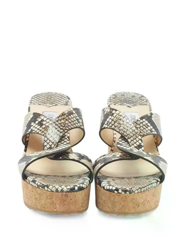 JIMMY CHOO Atia Python-embossed Leather Wedge Sandals