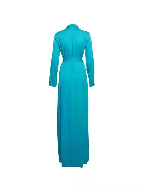 Diane Von Furstenberg Silk Blend Maxi Shirt Dress - Blue