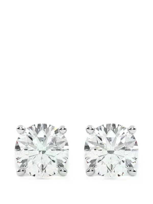 Diamond Essentials 14k White Gold Solitaire Diamond Stud Earrings - Silver