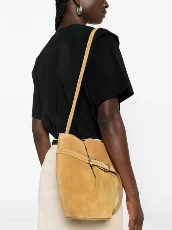 LIFFNER Belted Suede Bucket Bag - Neutrals