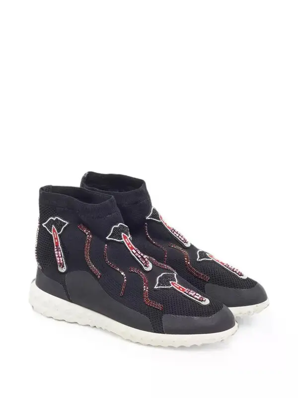 Valentino Garavani Beaded High-top Sneakers - Black
