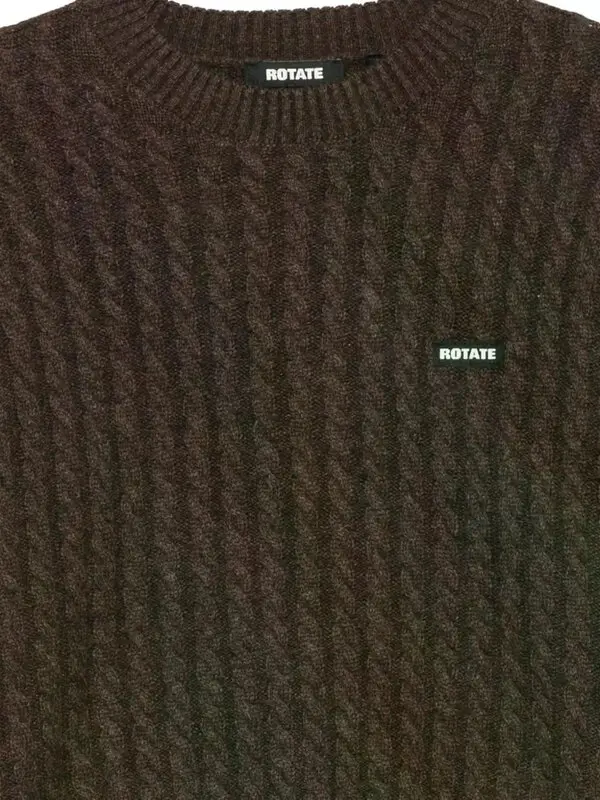 ROTATE BY BIRGER CHRISTENSEN Cable Knit Logo Patch Sweater