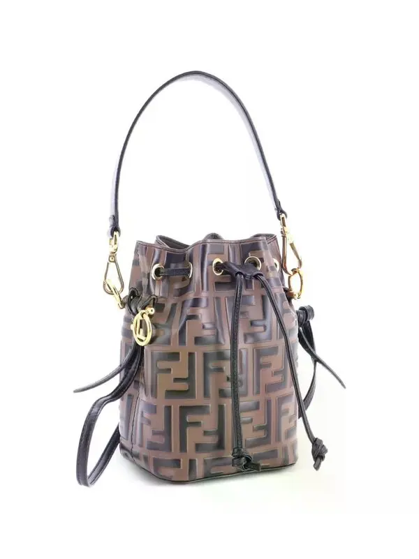 Fendi Mon Tresor Zucca Embossed Leather Mini Bucket Bag - Brown