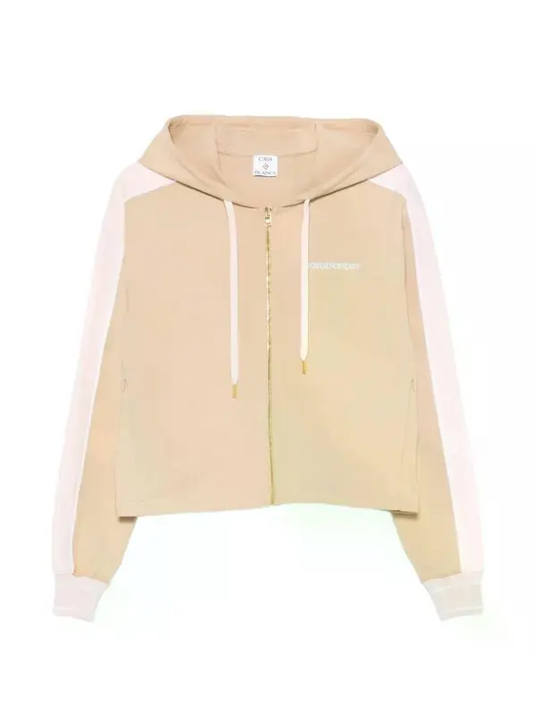 Casablanca Zip-up Hoodie With Side Stripe Detail - Neutrals