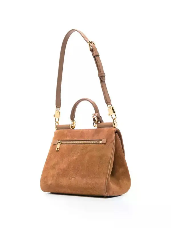 Dolce & Gabbana Sicily Logo Plaque Tote Bag - Brown