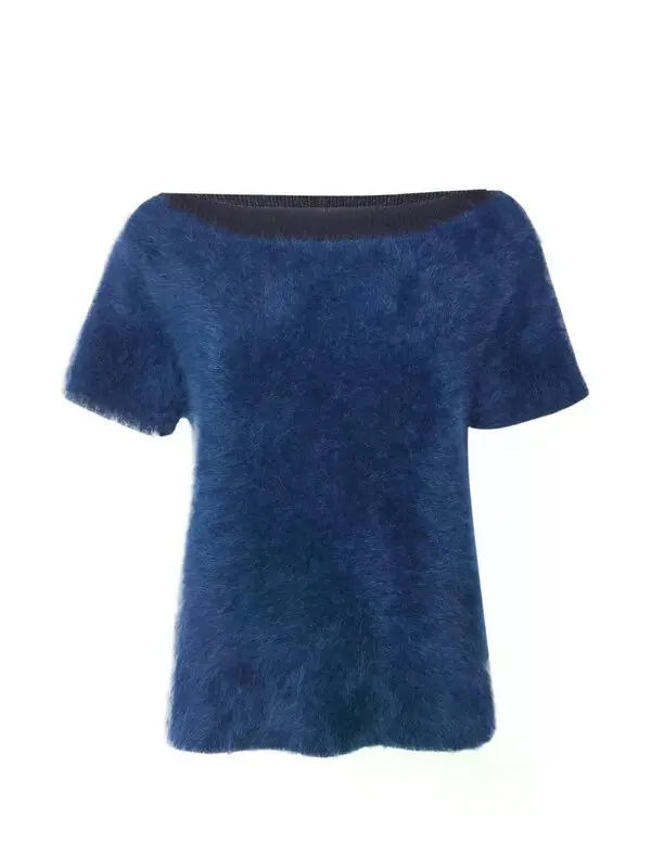 LOUIS VUITTON Faux Fur Detail Boat Neck Top