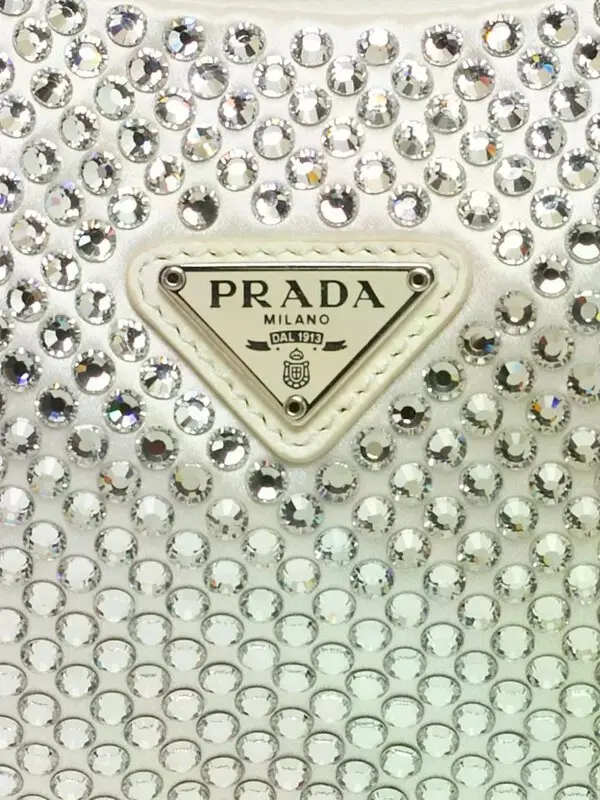 Prada Re-edition 2000 Crystal Embellished Shoulder Bag - Silver