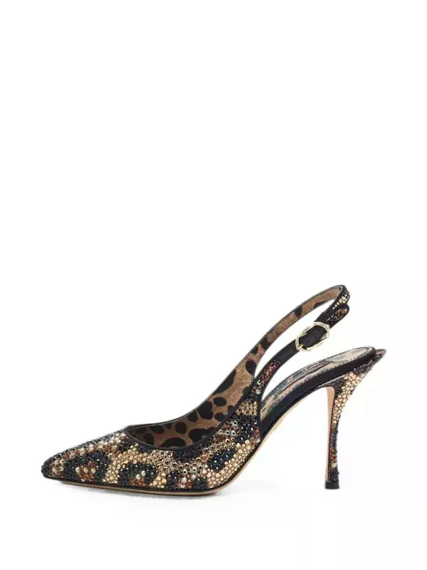 Dolce & Gabbana Leopard-print Crystal-embellished Stiletto Pumps - Black