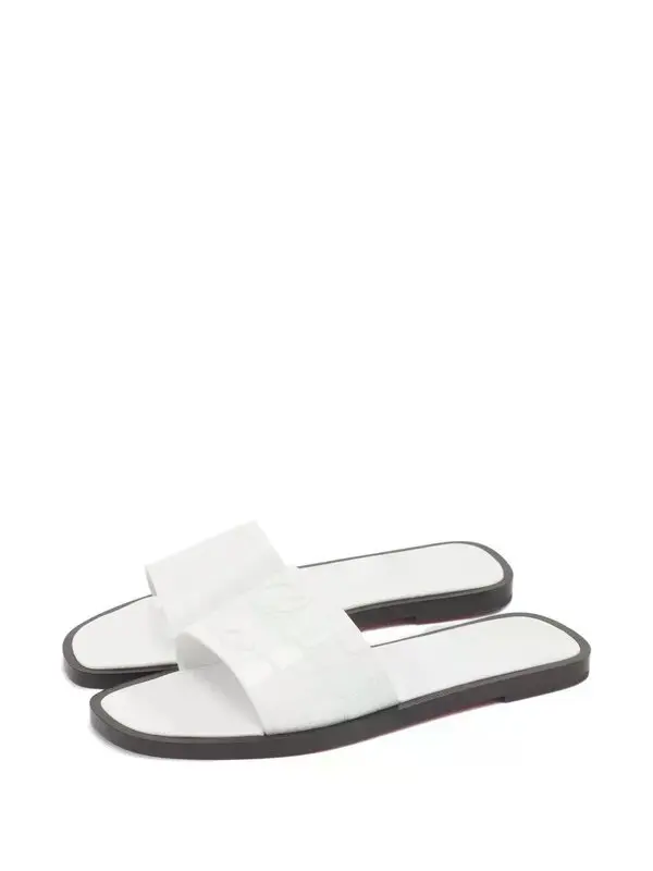 CHRISTIAN LOUBOUTIN Leather Open Toe Flat Sandals - White