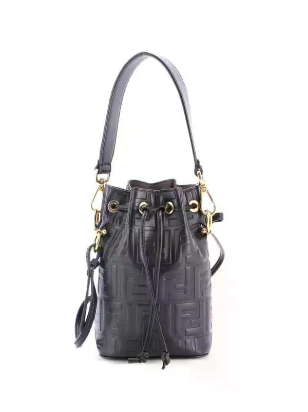 Fendi Mon Tresor Zucca Embossed Leather Mini Bucket Bag - Black