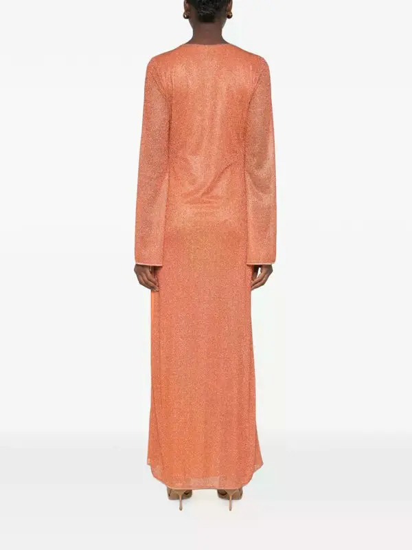 Oseree Lurex Maxi Dress With Cut-out Detail - Orange