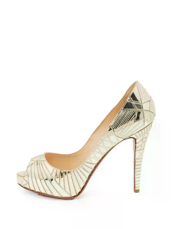 CHRISTIAN LOUBOUTIN Very Galaxy Peep-toe Pumps - Gold