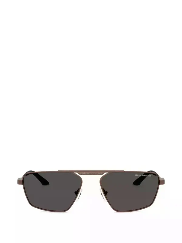 Armani Exchange Geometric Frame Double Bridge Sunglasses - Brown