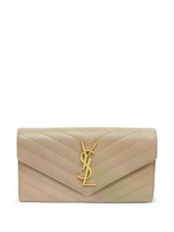 Saint Laurent 2022 Cassandre Matelassé Continental Wallet - Neutrals