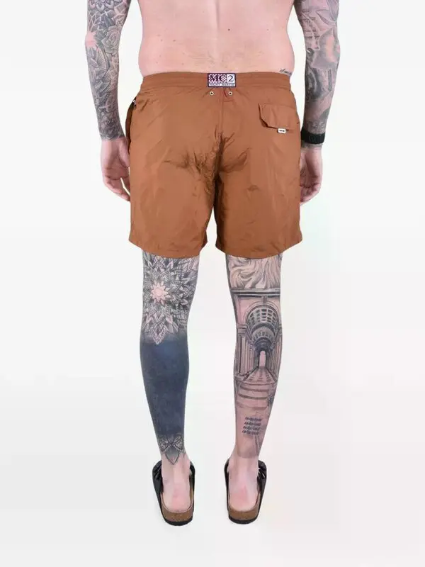 MC2 SAINT BARTH Logo Patch Swim Shorts - Brown