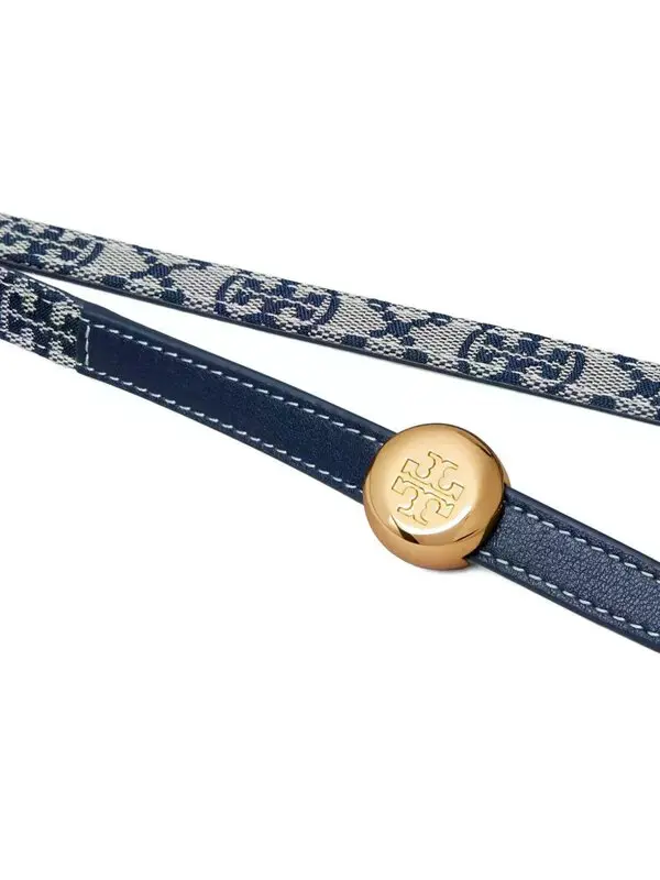 Tory Burch Romy Reversible Belt With Monogram Pattern And Gold-tone Logo Plaque