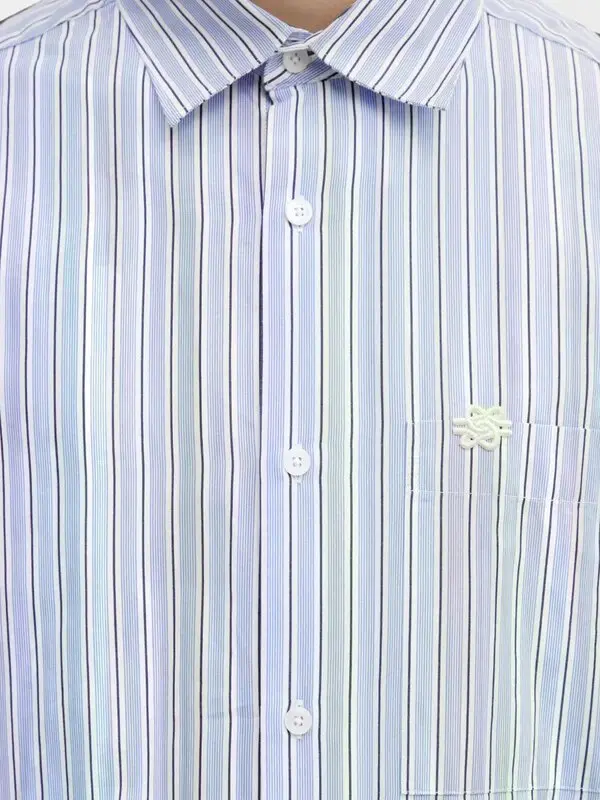 Filling Pieces Vertical-stripe Logo-embroidered Shirt