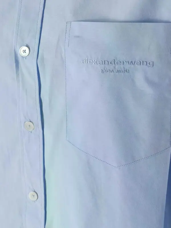 Alexander Wang Embroidered Logo Cropped Shirt