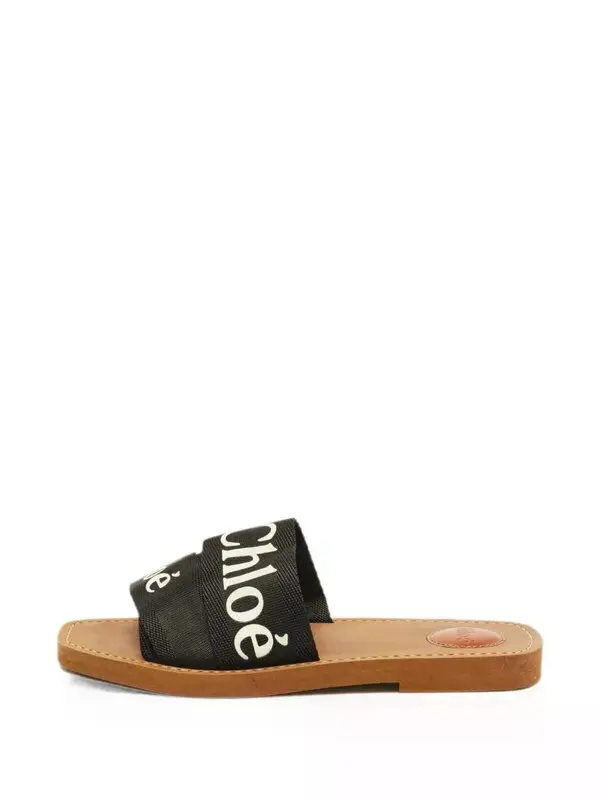 Chloé Woody Logo-print Slides - Black