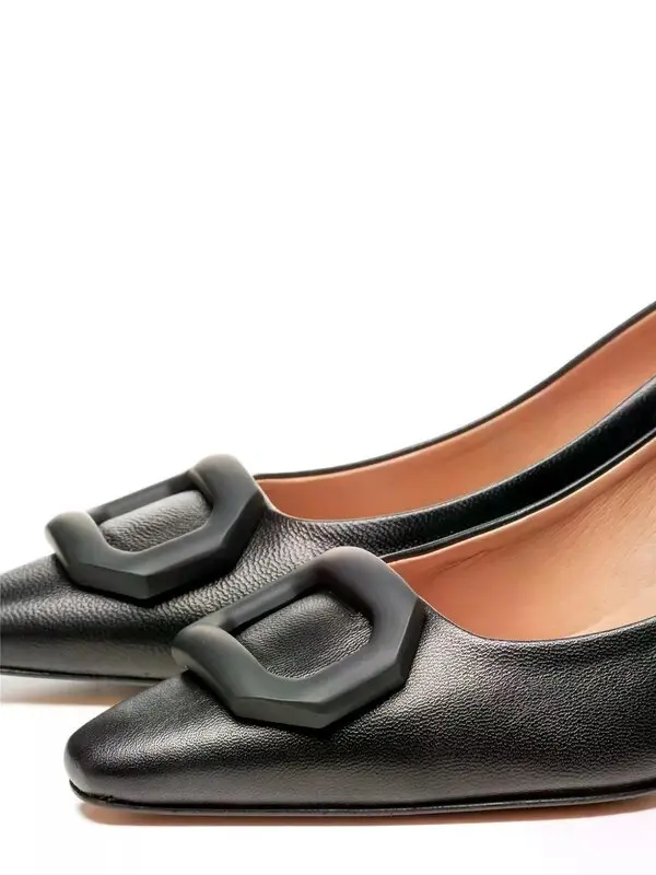POCHE PARIS Buckled Pointed Toe Kitten Heel Pumps