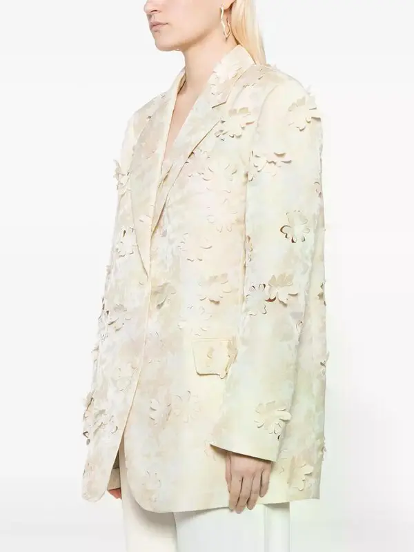 JNBY Single-breasted Floral Appliqué Blazer - Neutrals